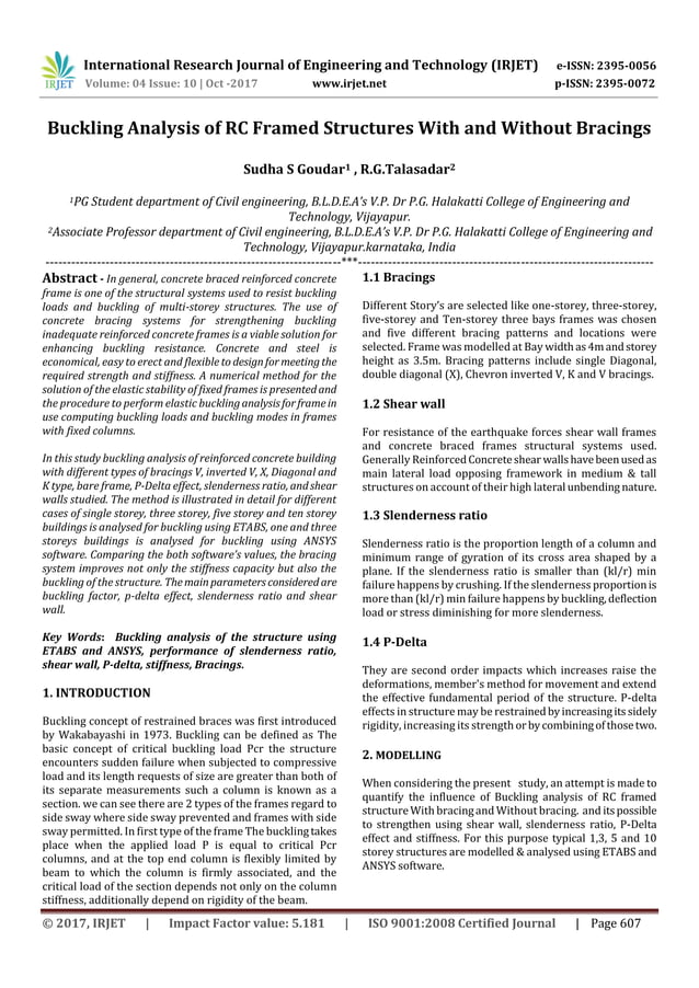 Buckling Analysis of RC Framed Structures with and without Bracings | PDF | Civil Engineering ...