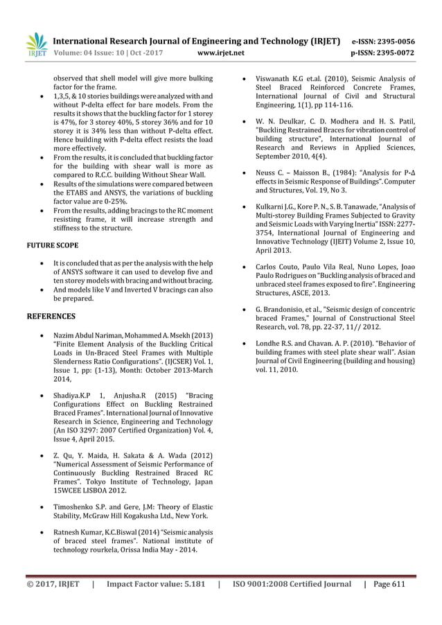 Buckling Analysis of RC Framed Structures with and without Bracings | PDF | Civil Engineering ...