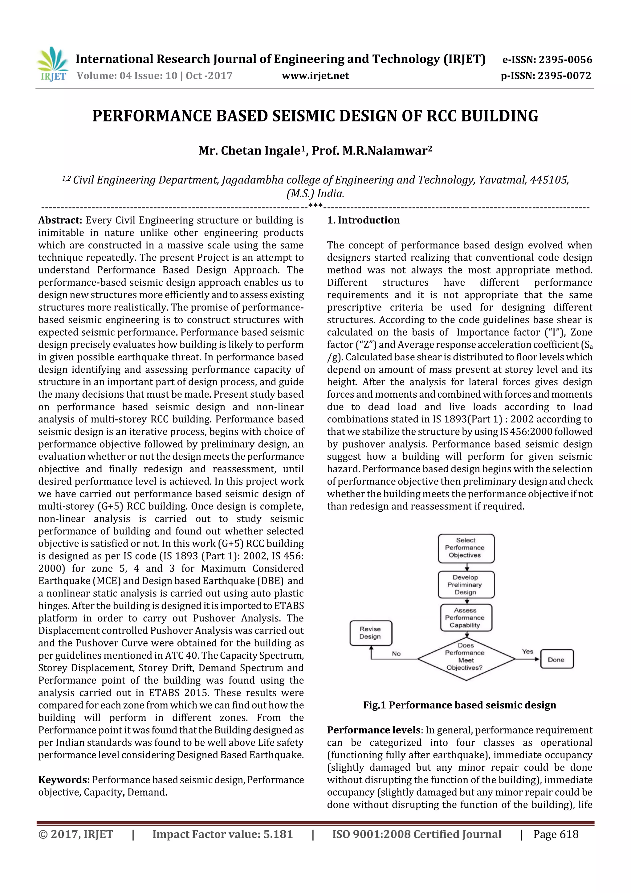 Performance based Seismic Design of RCC Building | PDF