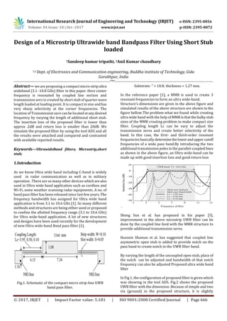 Design of a Microstrip Ultrawide Band Bandpass Filter using Short Stub Loaded | PDF