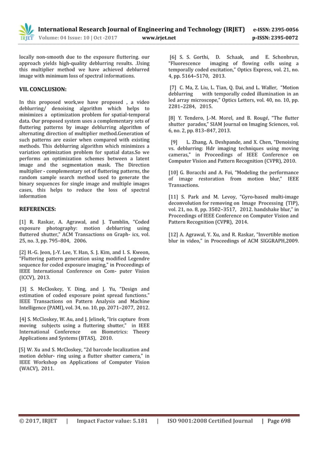 Multi Image Deblurring using Complementary Sets of Fluttering Patterns by Multiplier Method | PDF