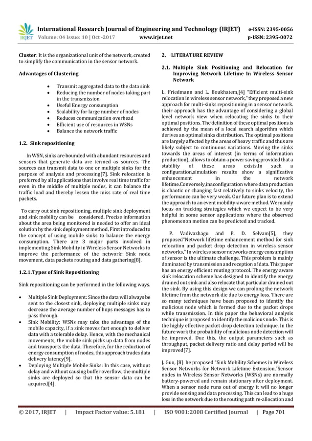 Multiple Sink Positioning and Relocation for Improving Lifetime in Wireless Sensor Network | PDF