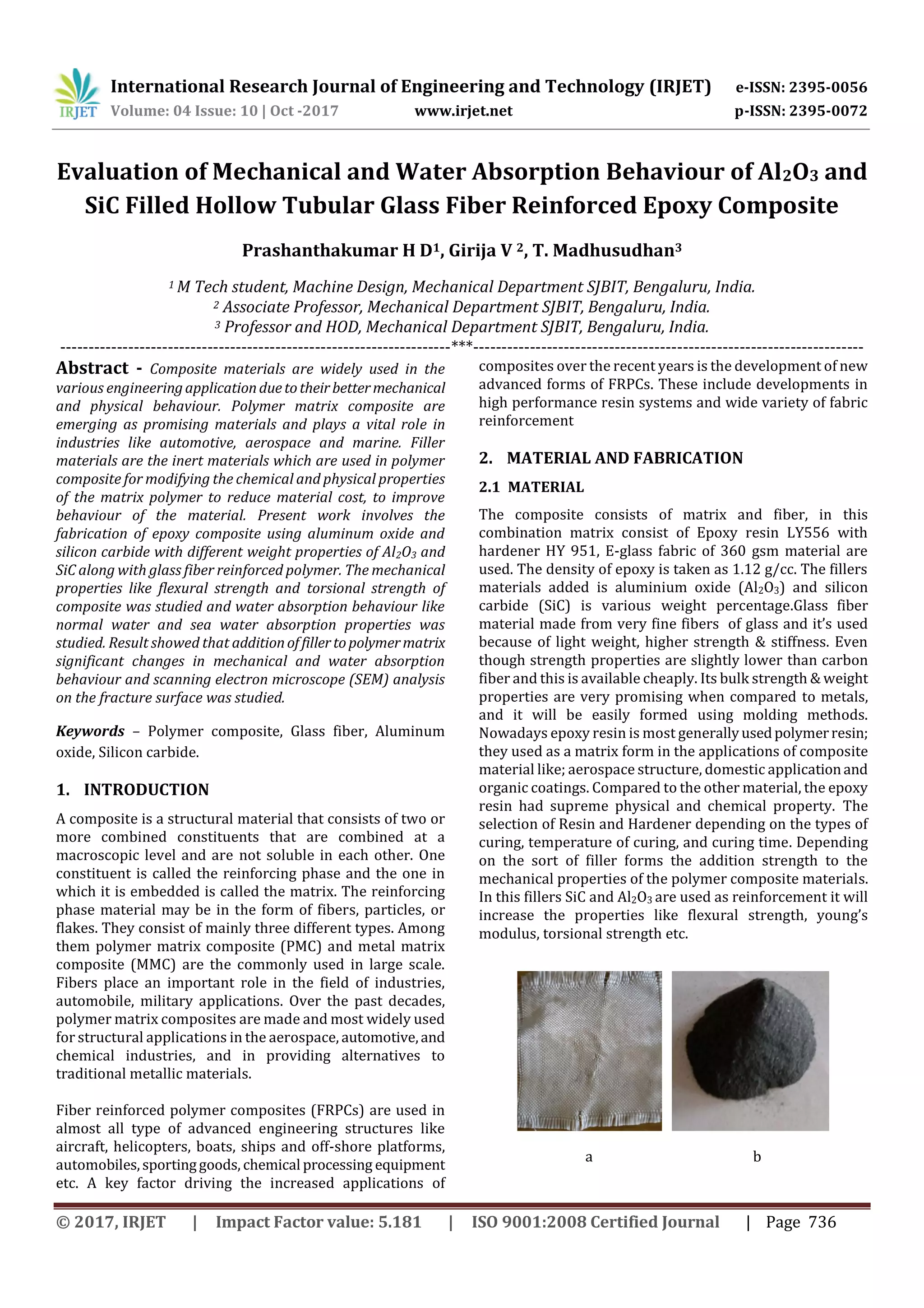 Evaluation of Mechanical and Water Absorption Behaviour of Al2O3 and ...