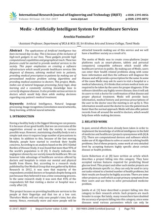 Medic - Artificially Intelligent System for Healthcare Services | PDF ...