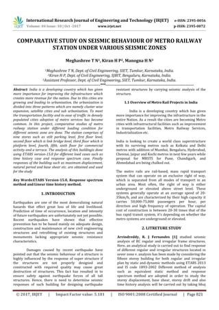 Comparative Study on Seismic Behaviour of Metro Railway Station Under ...