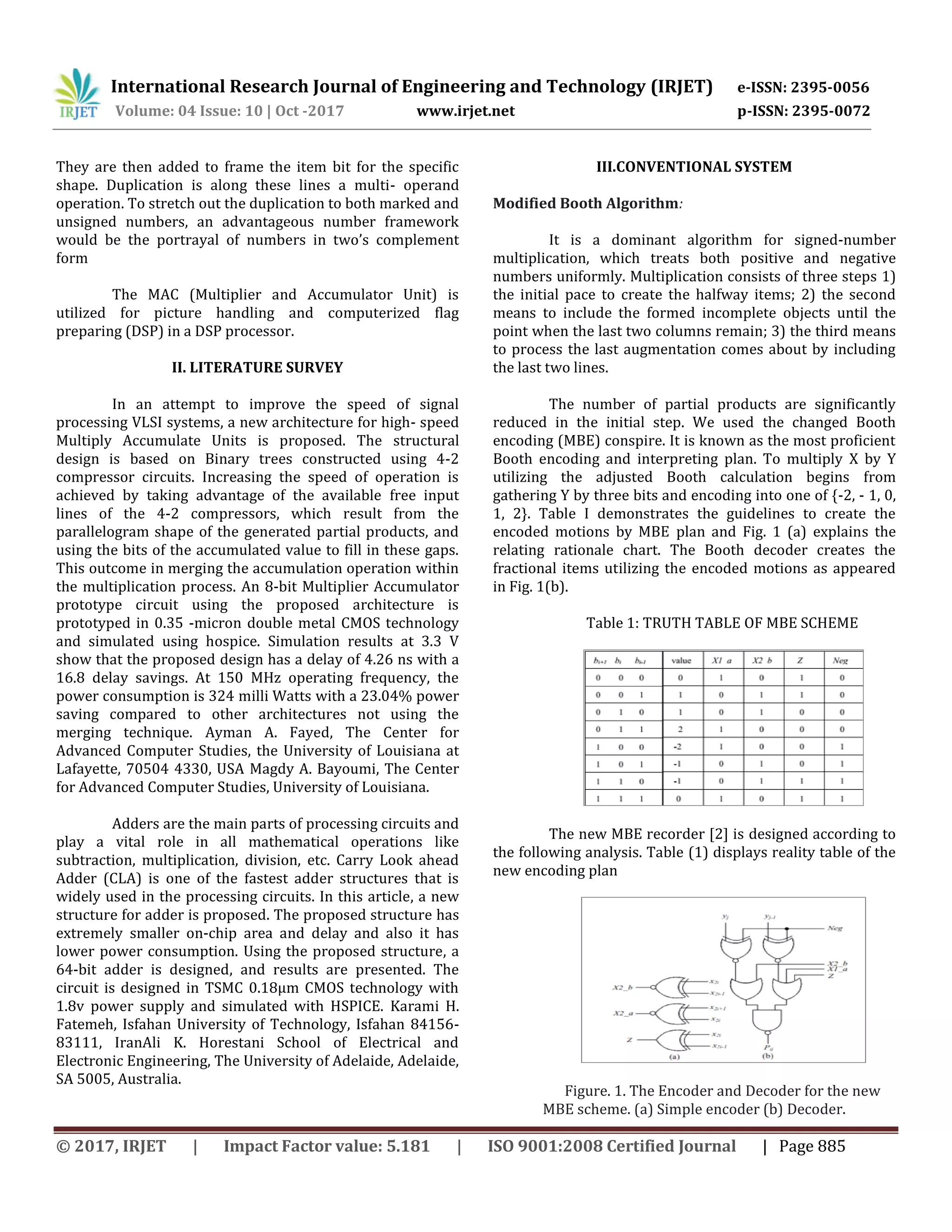 Design Of A Novel Multiplier And Accumulator Using Modified Booth Algorithm With Parallel Self