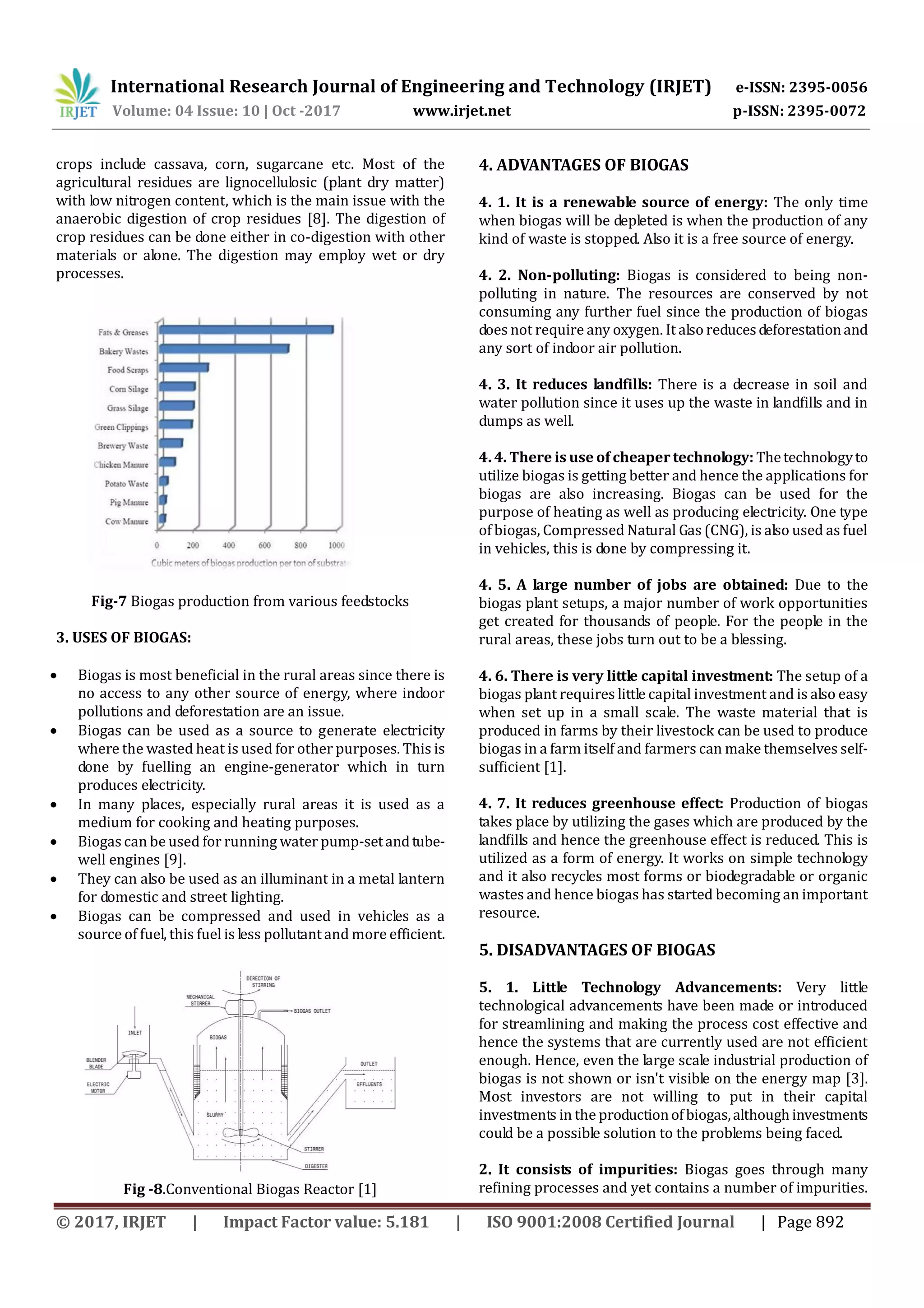 A review: Advantages and Disadvantages of Biogas | PDF