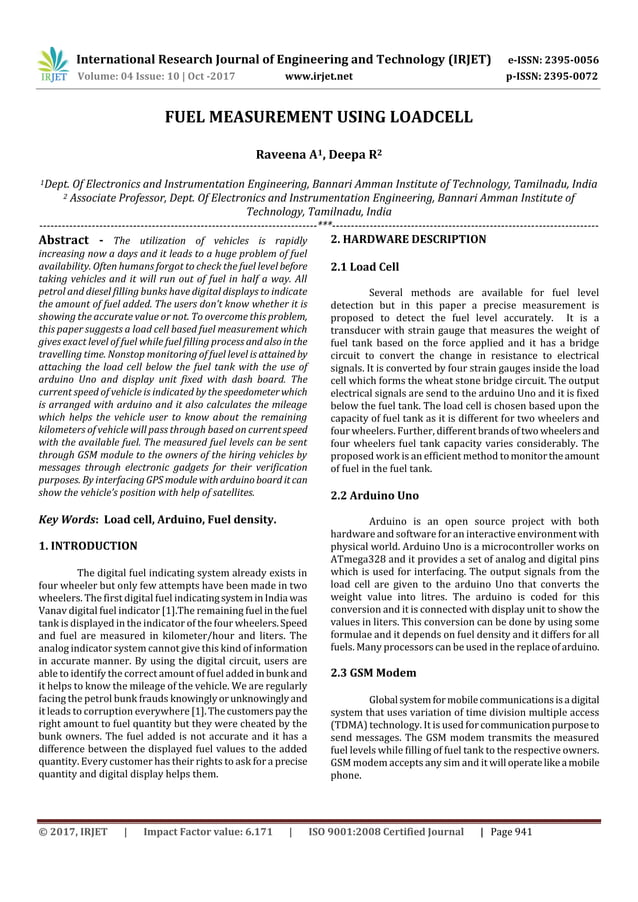 Fuel Measurement using Loadcell | PDF