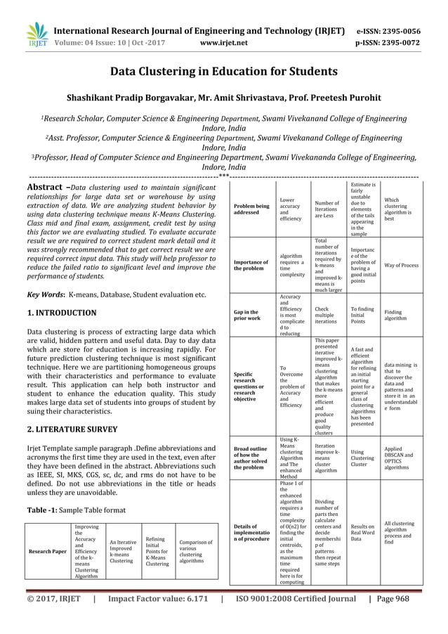 Data Clustering in Education for Students | PDF