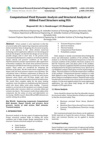 Computational Fluid Dynamic Analysis and Structural Analysis of Ribbed Panel Structure using FEA ...