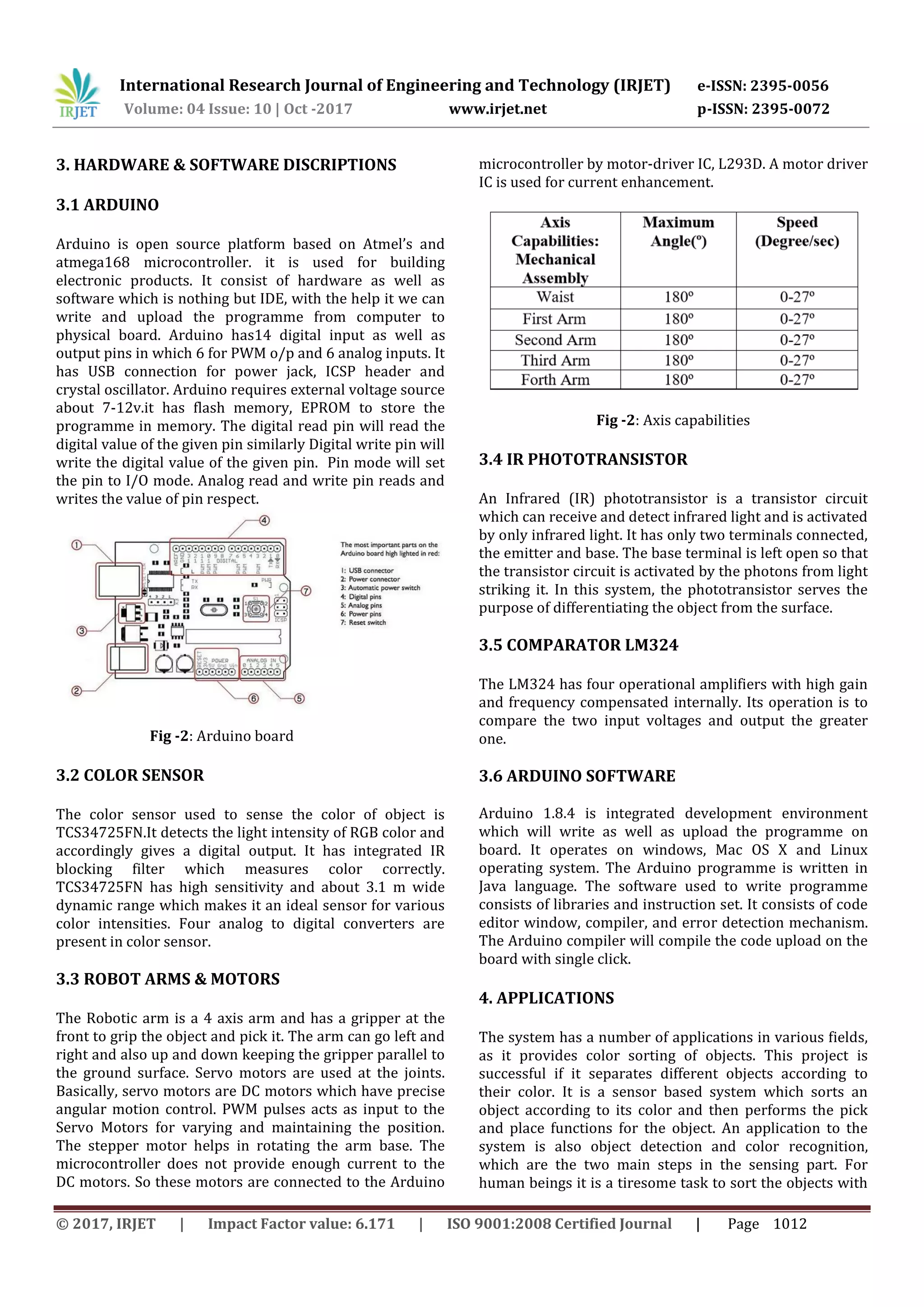 Color Sorting Robotic Arm | PDF