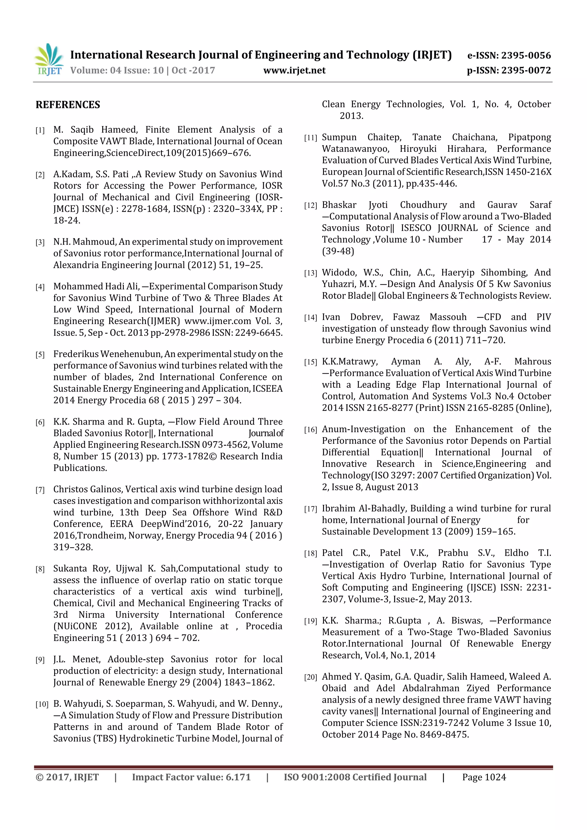 A Review on the Savonius VAWT | PDF