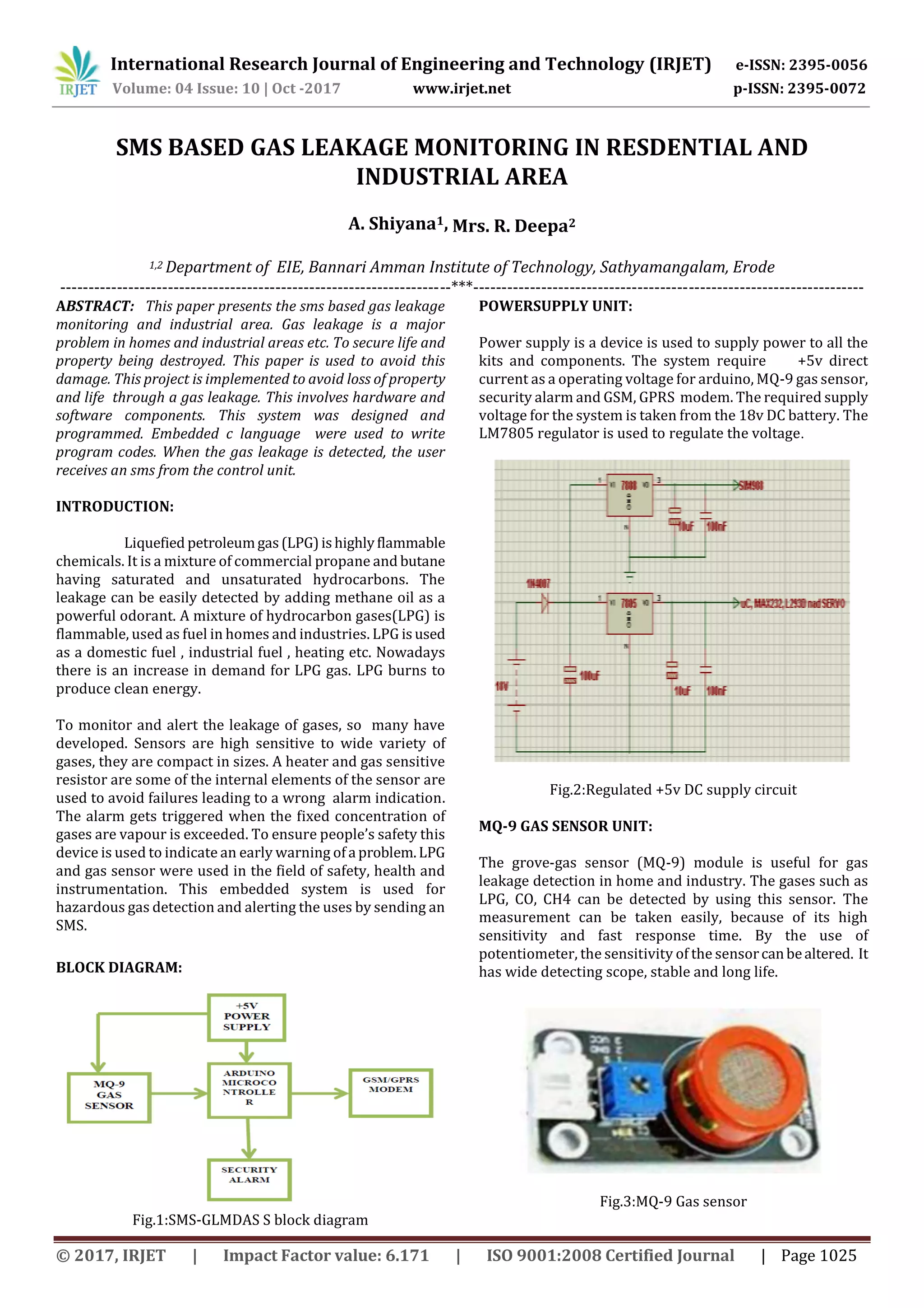 Sms Based Gas Leakage Monitoring in Residential and Industrial Area | PDF