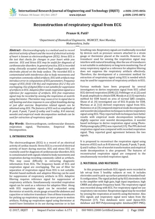 Reconstruction of Respiratory Signal from ECG | PDF | Heart and Cardiovascular Diseases ...