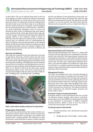 IRJET-Survival and Growth Rate of Clarias gariepinus Larvae Fed with Artemia salina and Inert ...