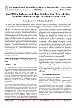 Load Shifting Technique on 24Hour Basis for a Smart-Grid to Reduce Cost ...