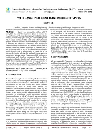 Wi-Fi Range Increment using Mobile Hotspots | PDF