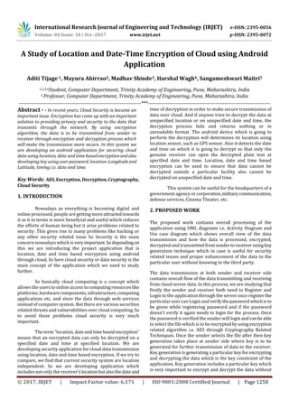 A Study of Location and Date-Time Encryption of Cloud using Android Application | PDF