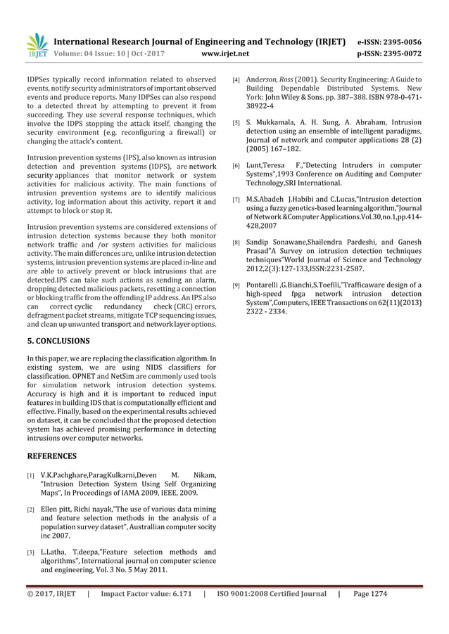 Network Based Intrusion Detection System using Filter Based Feature Selection Algorithm | PDF ...