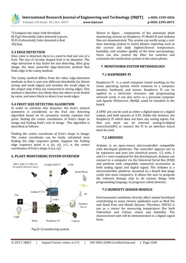 Plant Monitoring using Image Processing, Raspberry PI & IOT | PDF