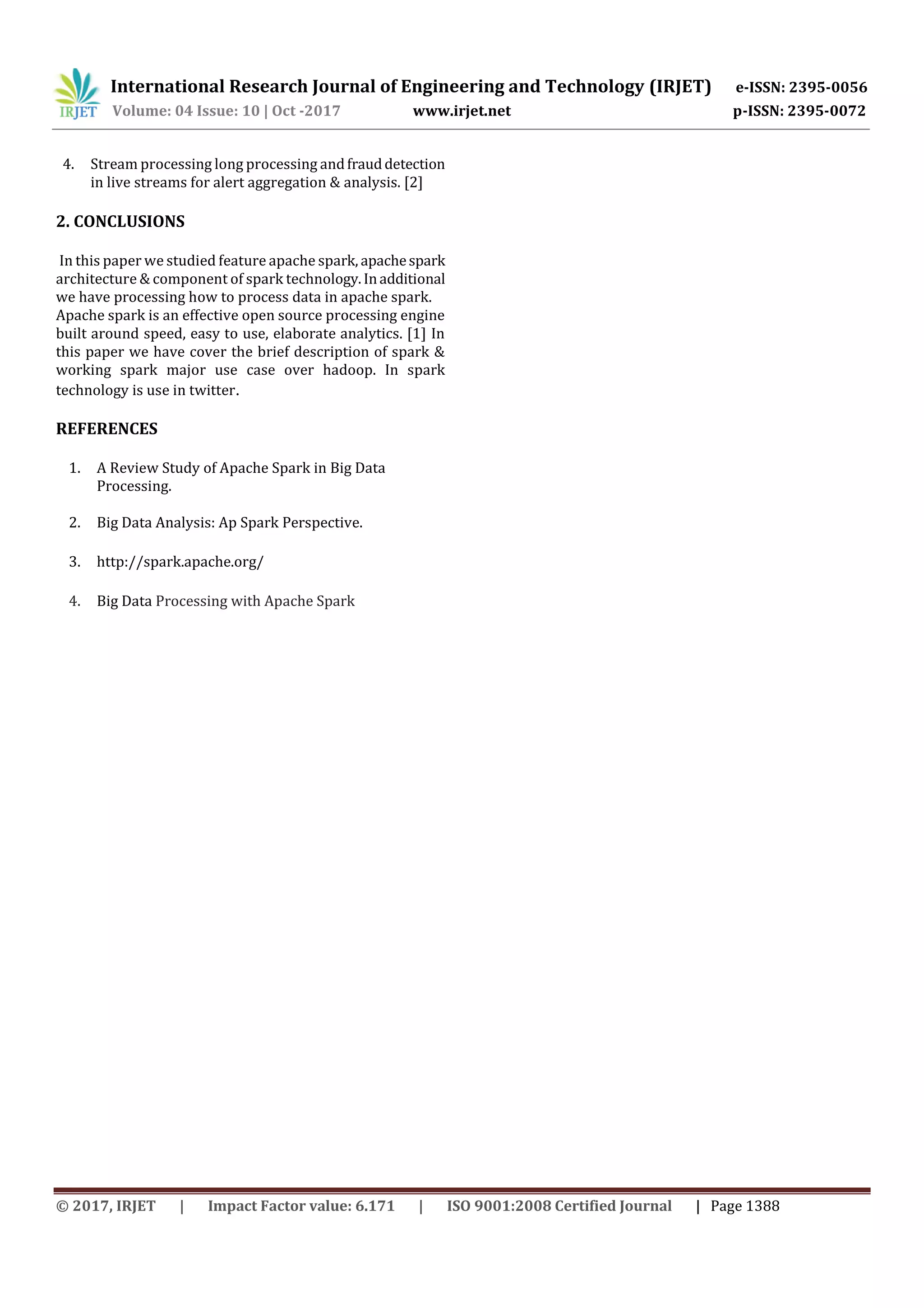 Review on Apache Spark Technology | PDF