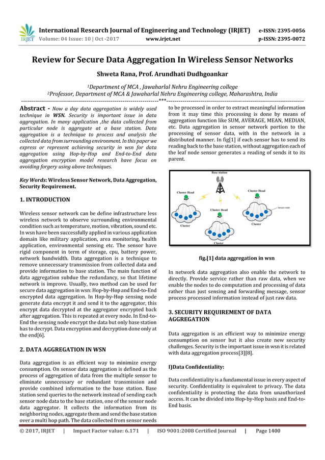 Review For Secure Data Aggregation In Wireless Sensor Networks Pdf