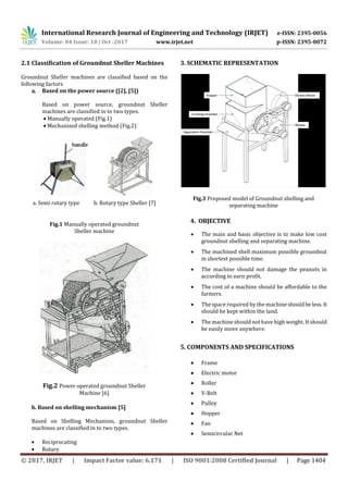 A Review on Design and Fabrication of Groundnut Shelling and Separating Machine. | PDF