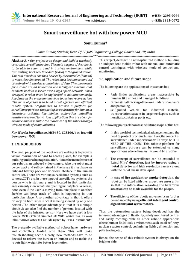 Smart Surveillance Bot with Low Power MCU | PDF