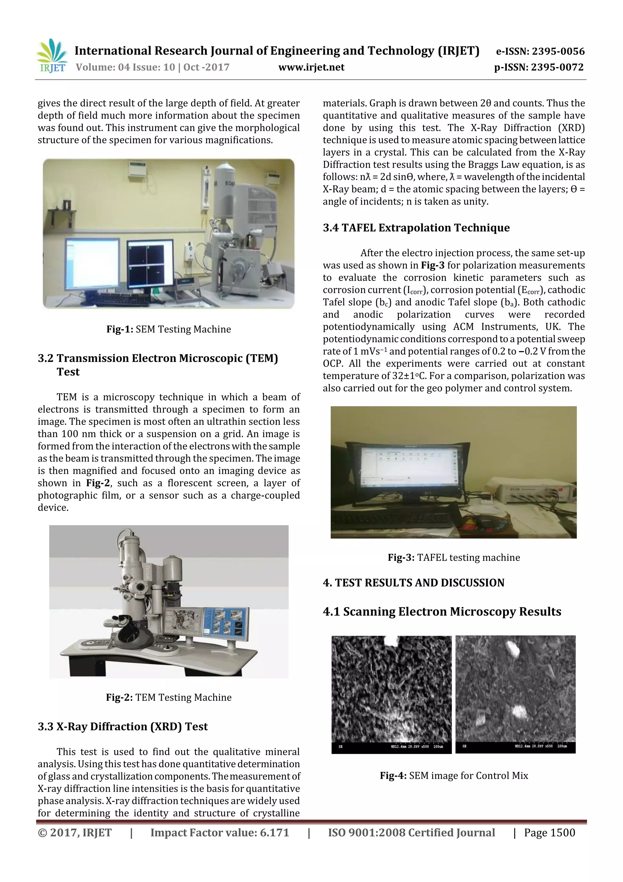 Analyzing the Microstructural Properties of Nanomaterial in OPC by SEM, TEM, XRD and Corrosion ...