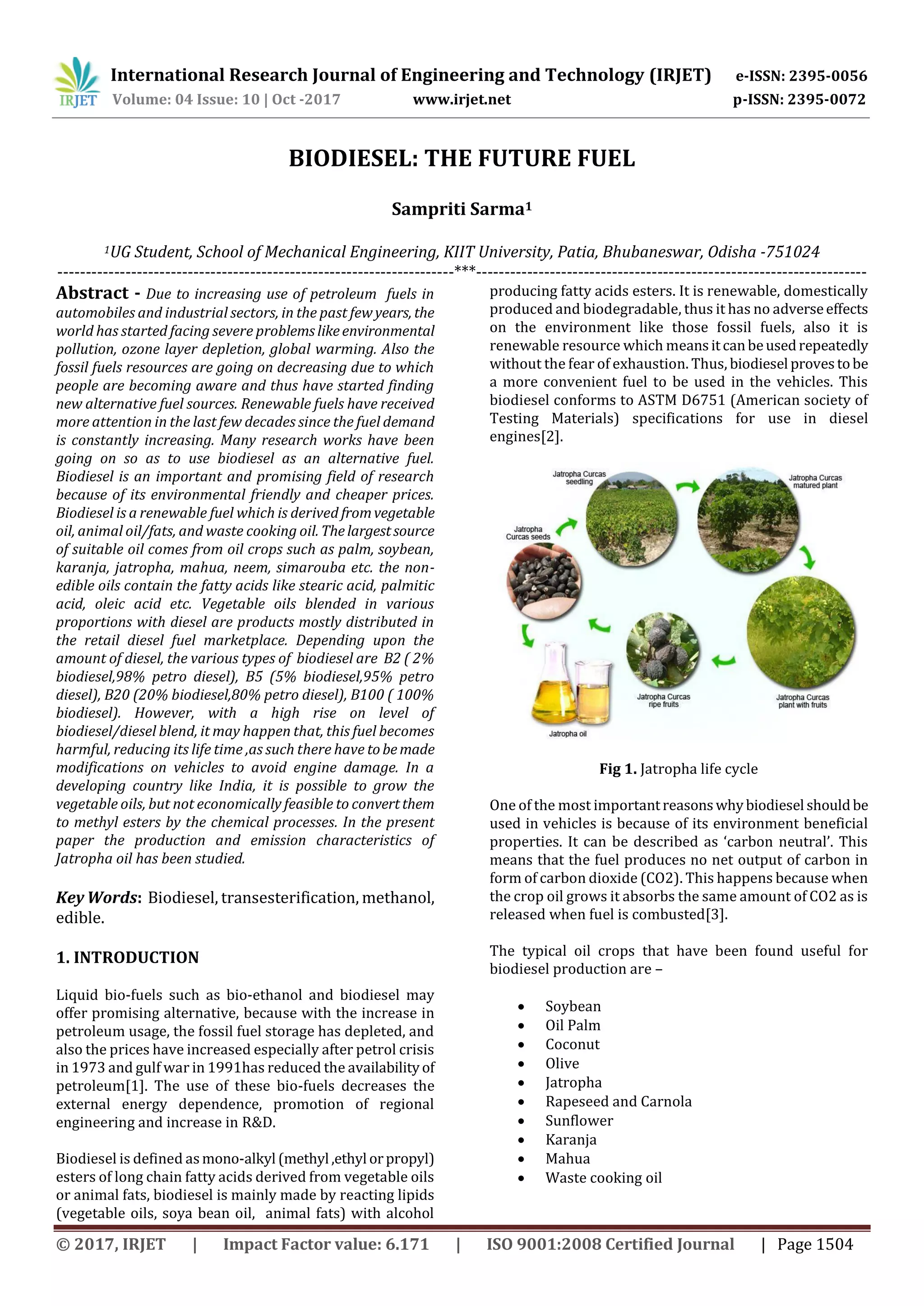 Biodiesel: The Future Fuel | PDF