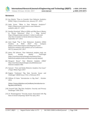 Big Data Security Challenges: An Overview and Application of User Behavior Analytics | PDF ...
