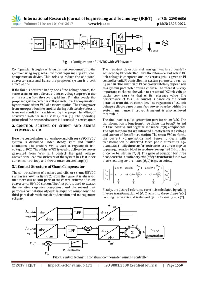 Improved Transient Compensation using PI-SRF Control Scheme Based UHVDC for Offshore Wind Power ...