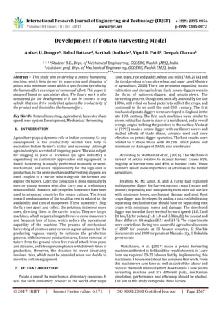 Development of Potato Harvesting Model | PDF