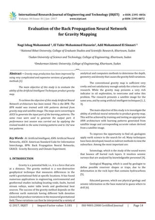 IRJET-Evaluation of the Back Propagation Neural Network for Gravity Mapping | PDF