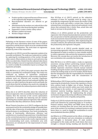 Ergonomic Considerations for Design of Industrial Workstation: A Review | PDF