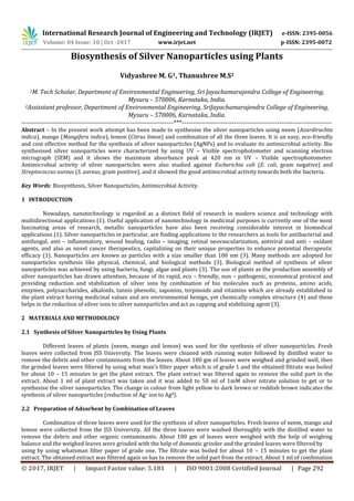 Biosynthesis of Silver Nanoparticles using Plants | PDF | Gardening | Home & Garden