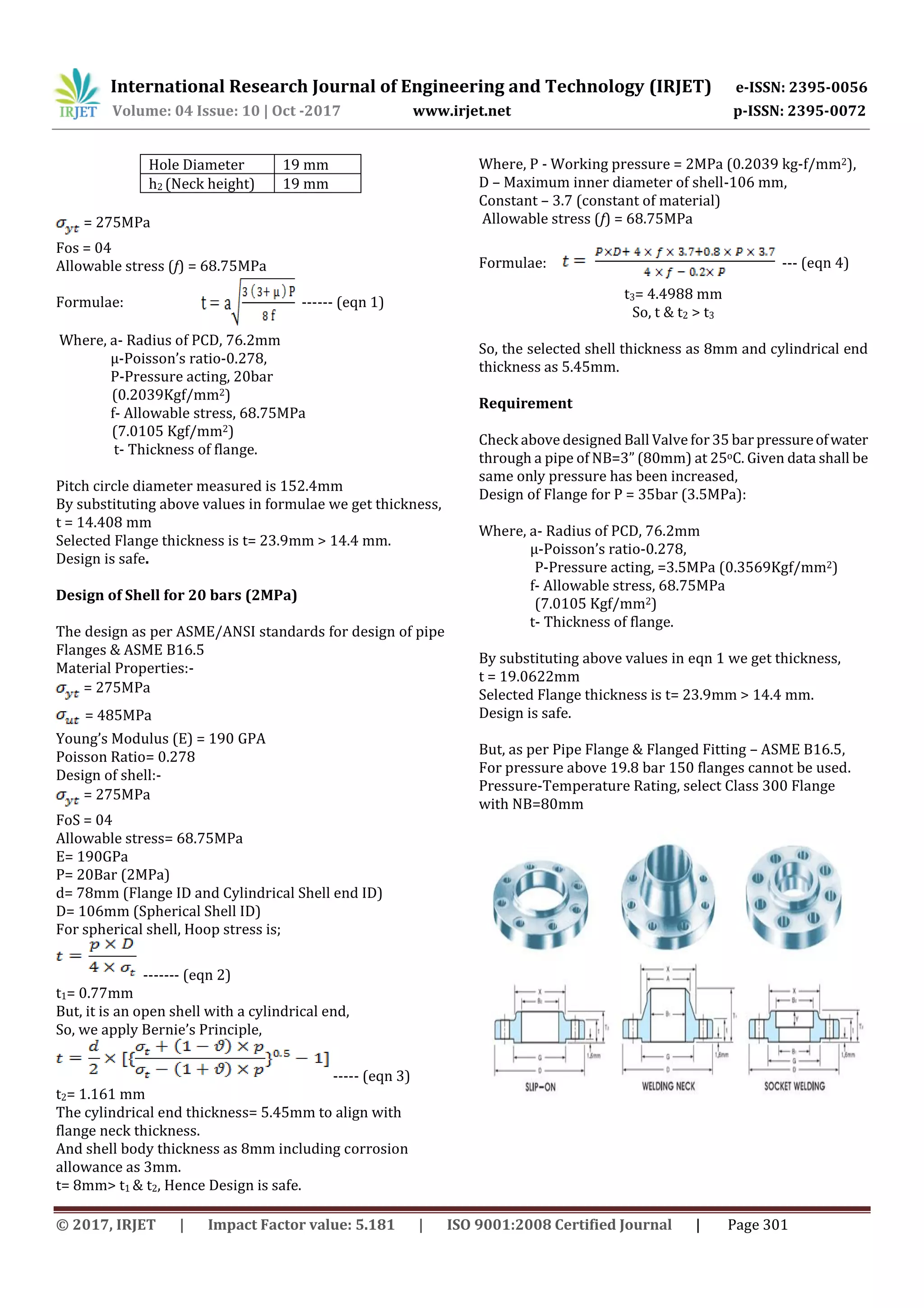 Study of Ball Valve and Design of Thickness of Shell and Flange | PDF