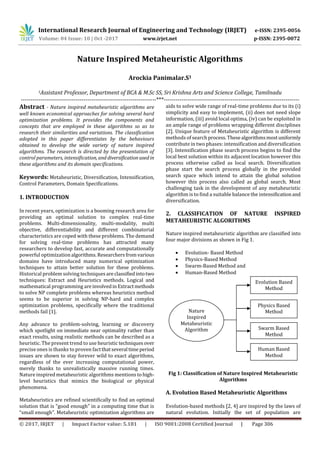 Nature Inspired Metaheuristic Algorithms | PDF