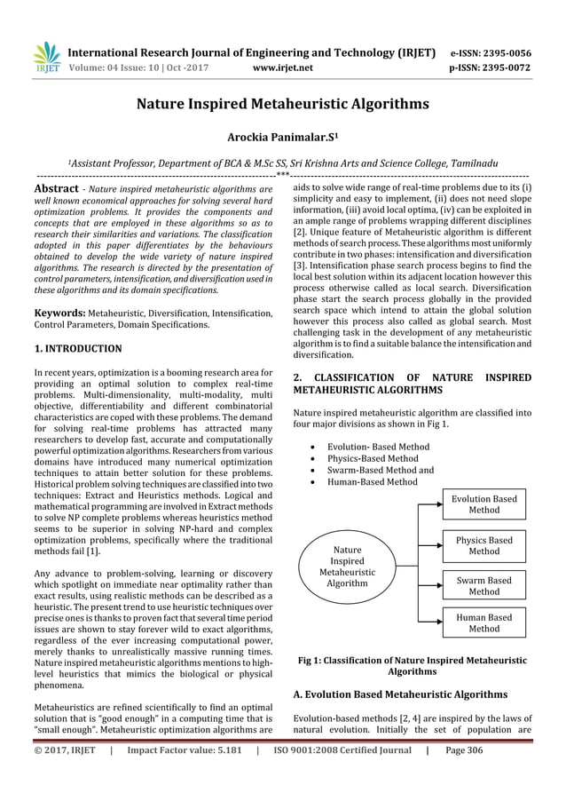 Nature Inspired Metaheuristic Algorithms | PDF