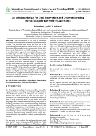 An Efficient Design for Data Encryption and Decryption using Reconfigurable Reversible Logic ...