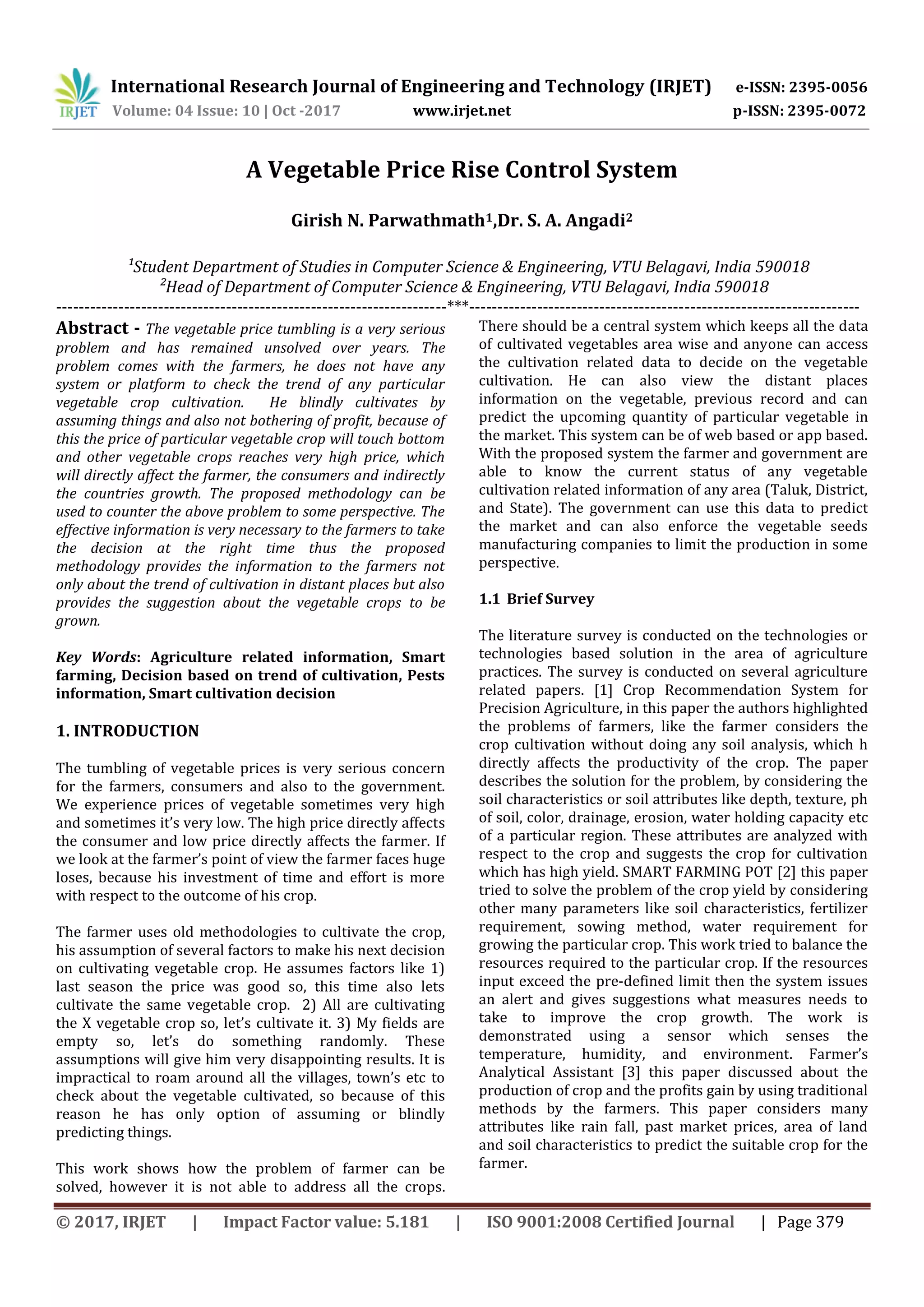 A Vegetable Price Rise Control System | PDF