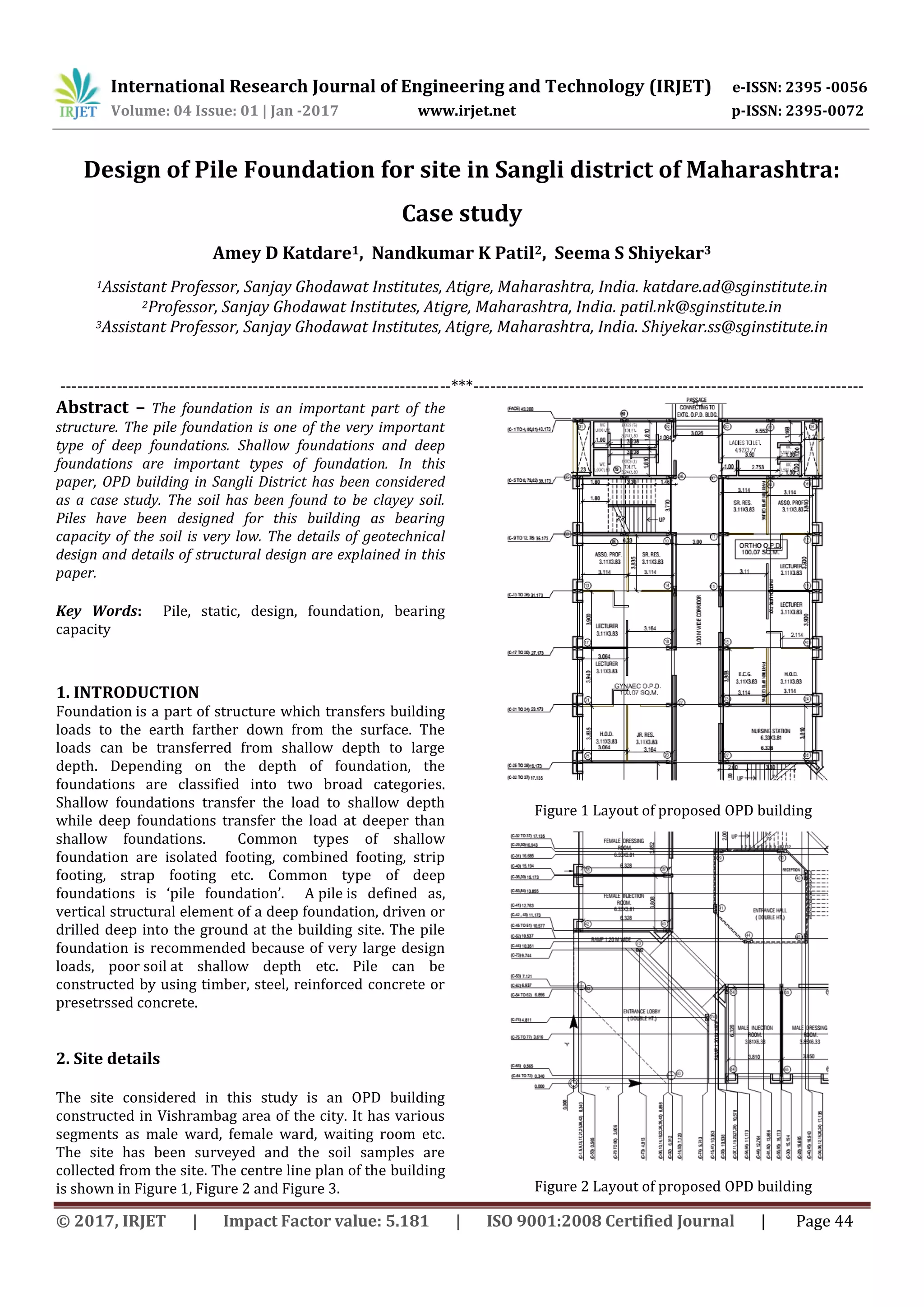 Design of Pile Foundation for site in Sangli district of Maharashtra ...