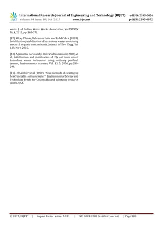 Solidification/Stabilization of Zinc Phosphating and AETP Sludge using ...