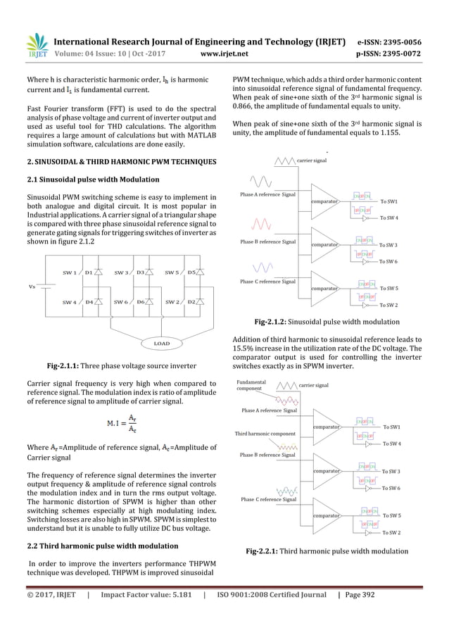 THD analysis of SPWM & THPWM Controlled Three phase Voltage Source Inverter | PDF