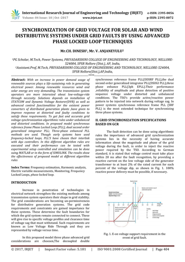 Synchronization of Grid Voltage for Solar and Wind Distributive Systems Under Grid Faults by ...