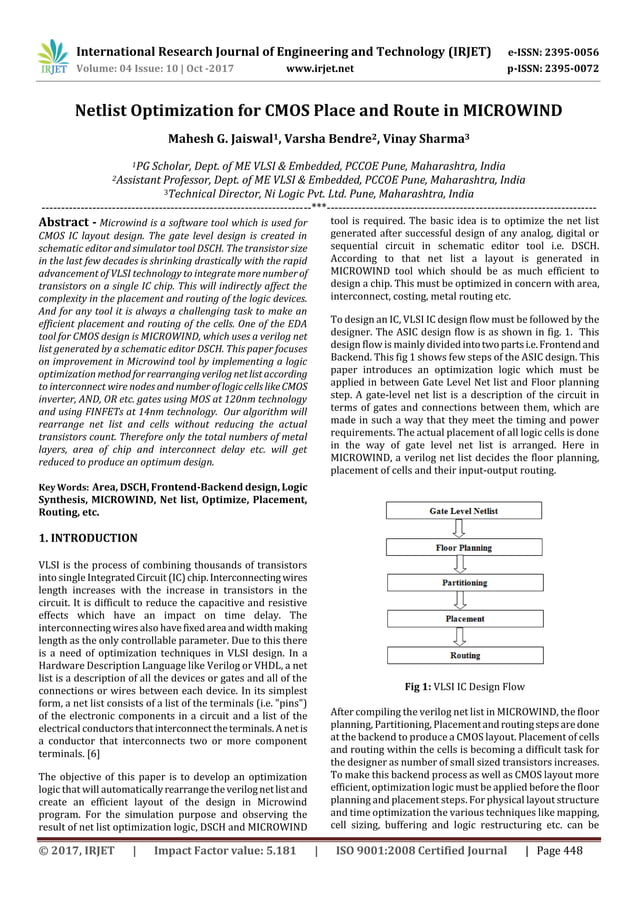 Netlist Optimization for CMOS Place and Route in MICROWIND | PDF