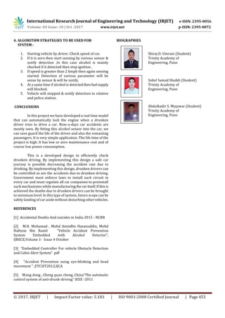 Alcohol Sensing Alert with Engine Locking using IOT | PDF | Injuries | Diseases and Conditions