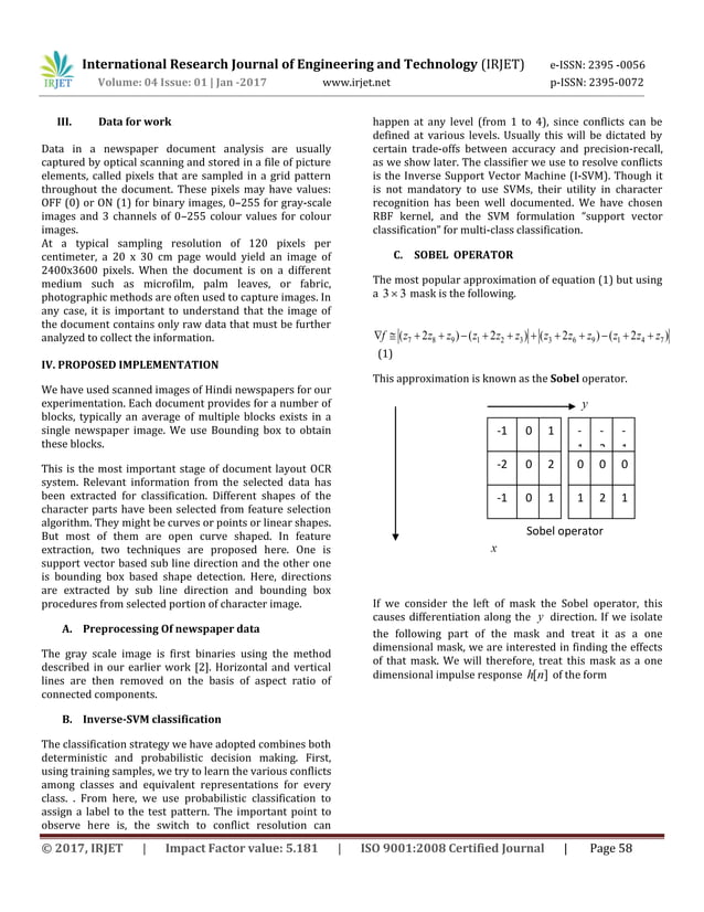IRJET- Document Layout analysis using Inverse Support Vector Machine (I-SVM) for Hindi News ...