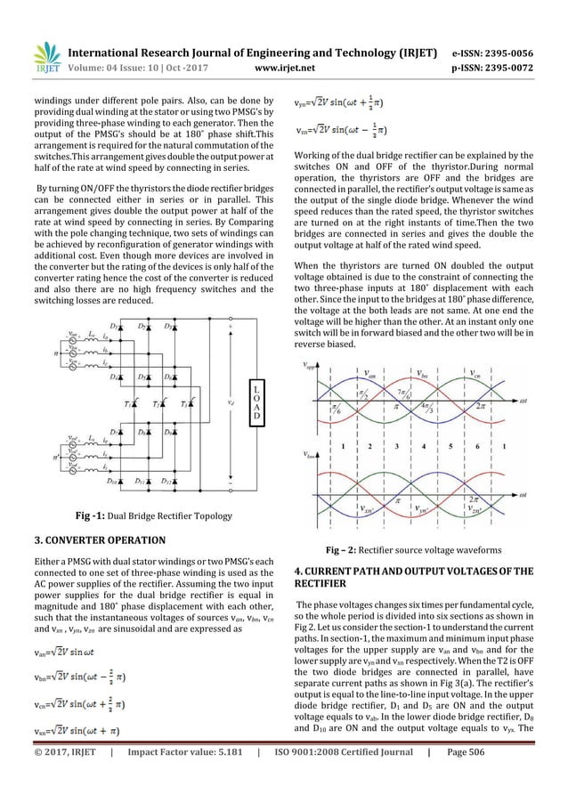 Dual Bridge Rectifier for PMSG Variable Speed Wind Energy Conversion Systems | PDF