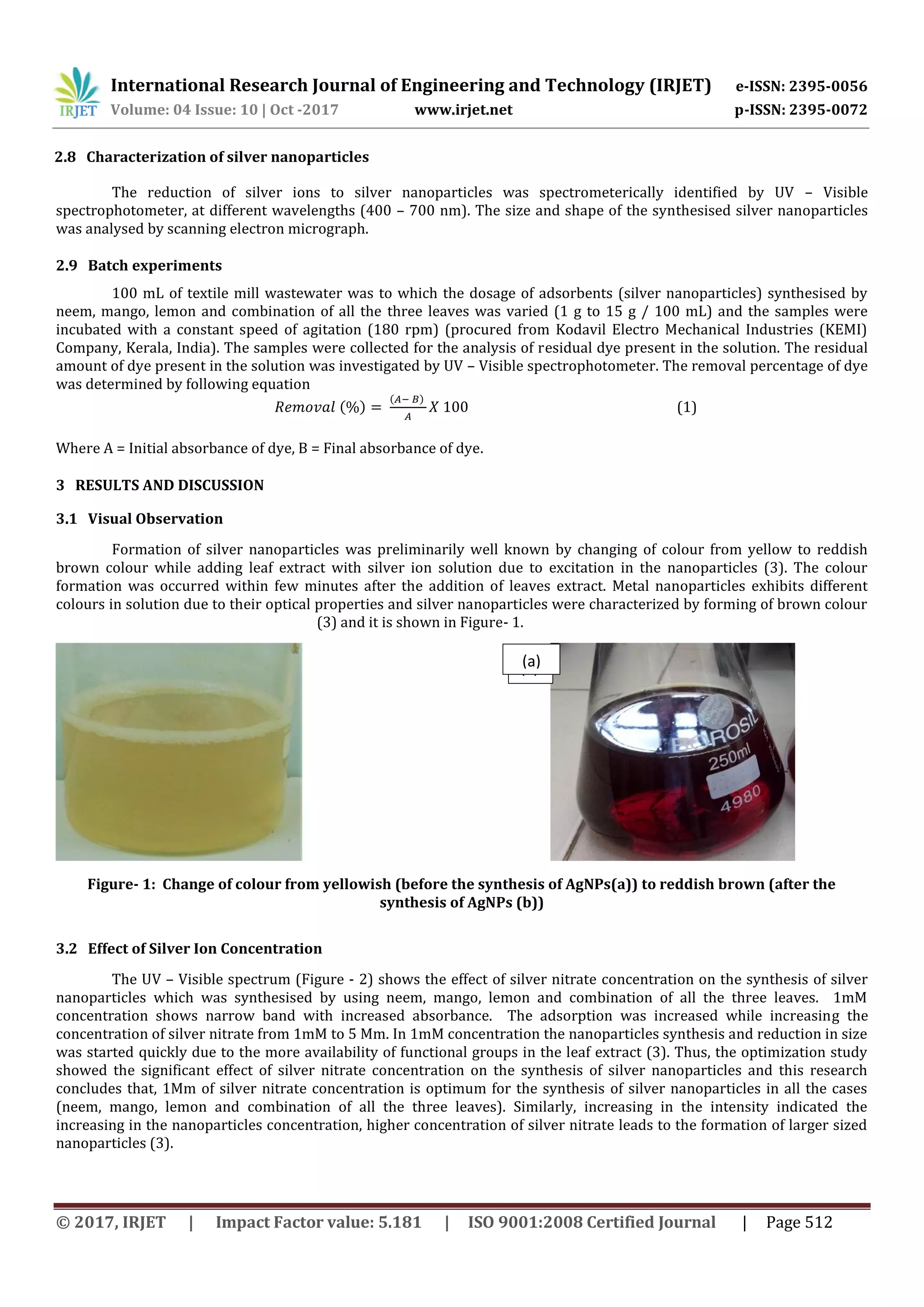 Biosynthesis of Silver Nanoparticles using Plants and its Application ...